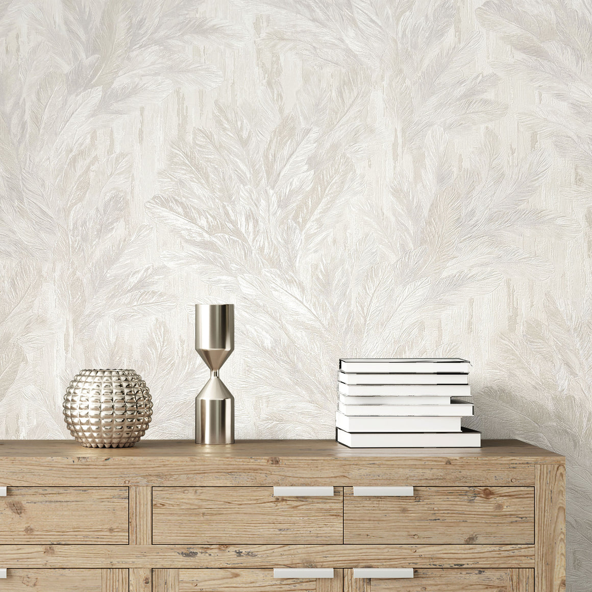 Silvana Feather Warm Ivory Wallpaper – Nobletts Wallpaper