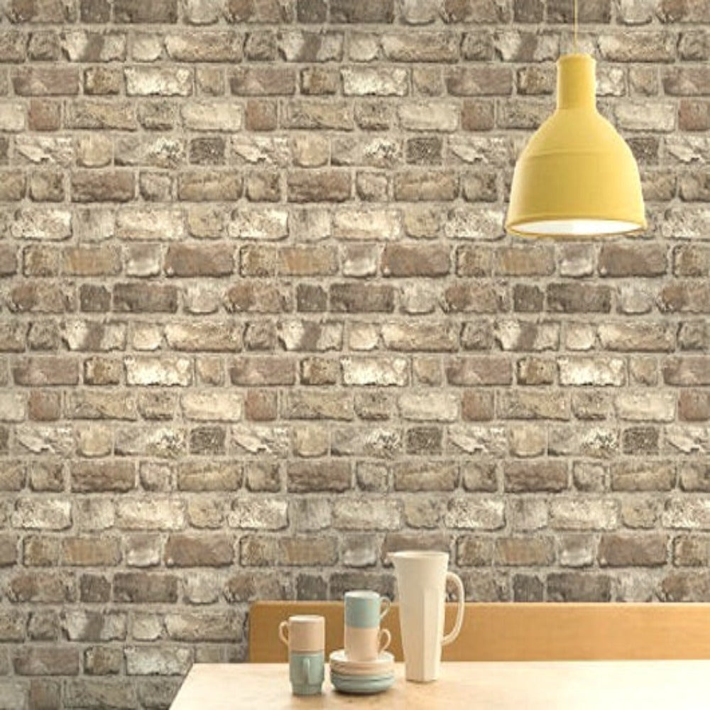 Vintage Brick Natural Wallpaper | Grandeco Wallpaper | A28904 ...