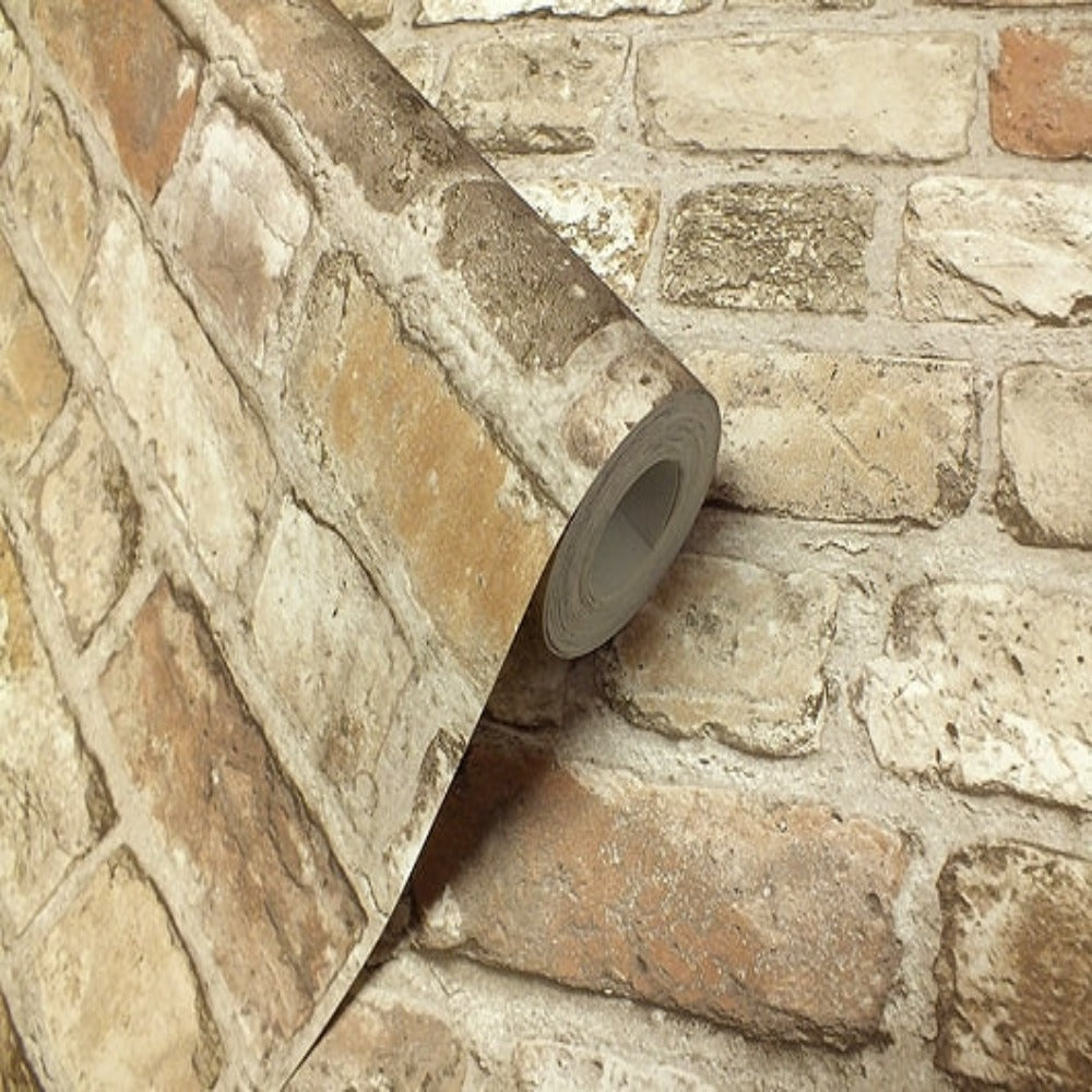 Vintage Brick Natural Wallpaper | Grandeco Wallpaper | A28904 ...